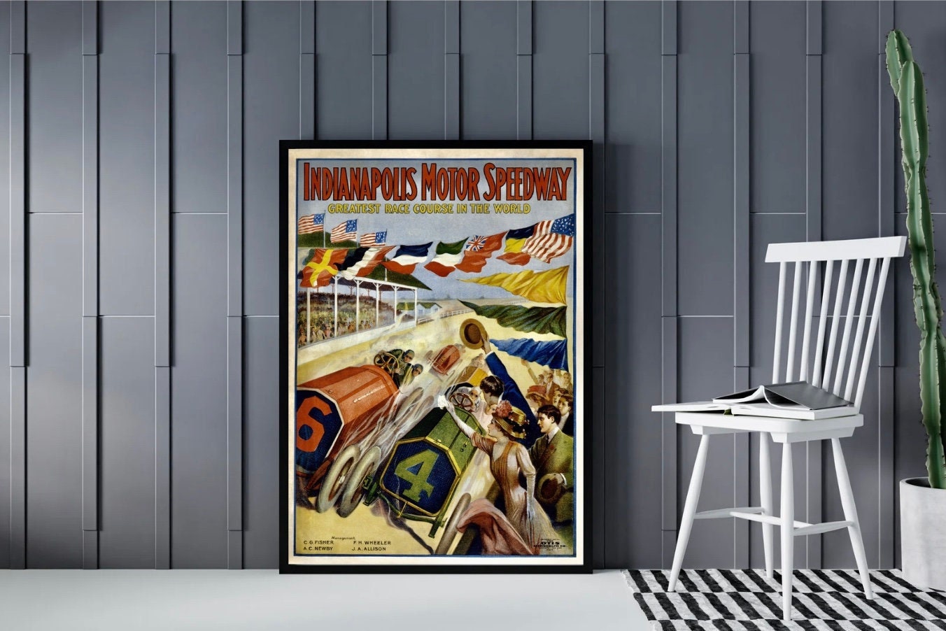 Motor Speedway Poster, Auto Racing Wall Art, Vintage Sports Prints ...