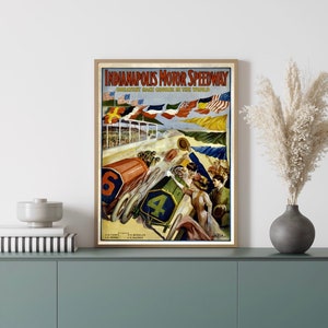 Motor Speedway Poster, Auto Racing Wall Art, Vintage Sports Prints ...