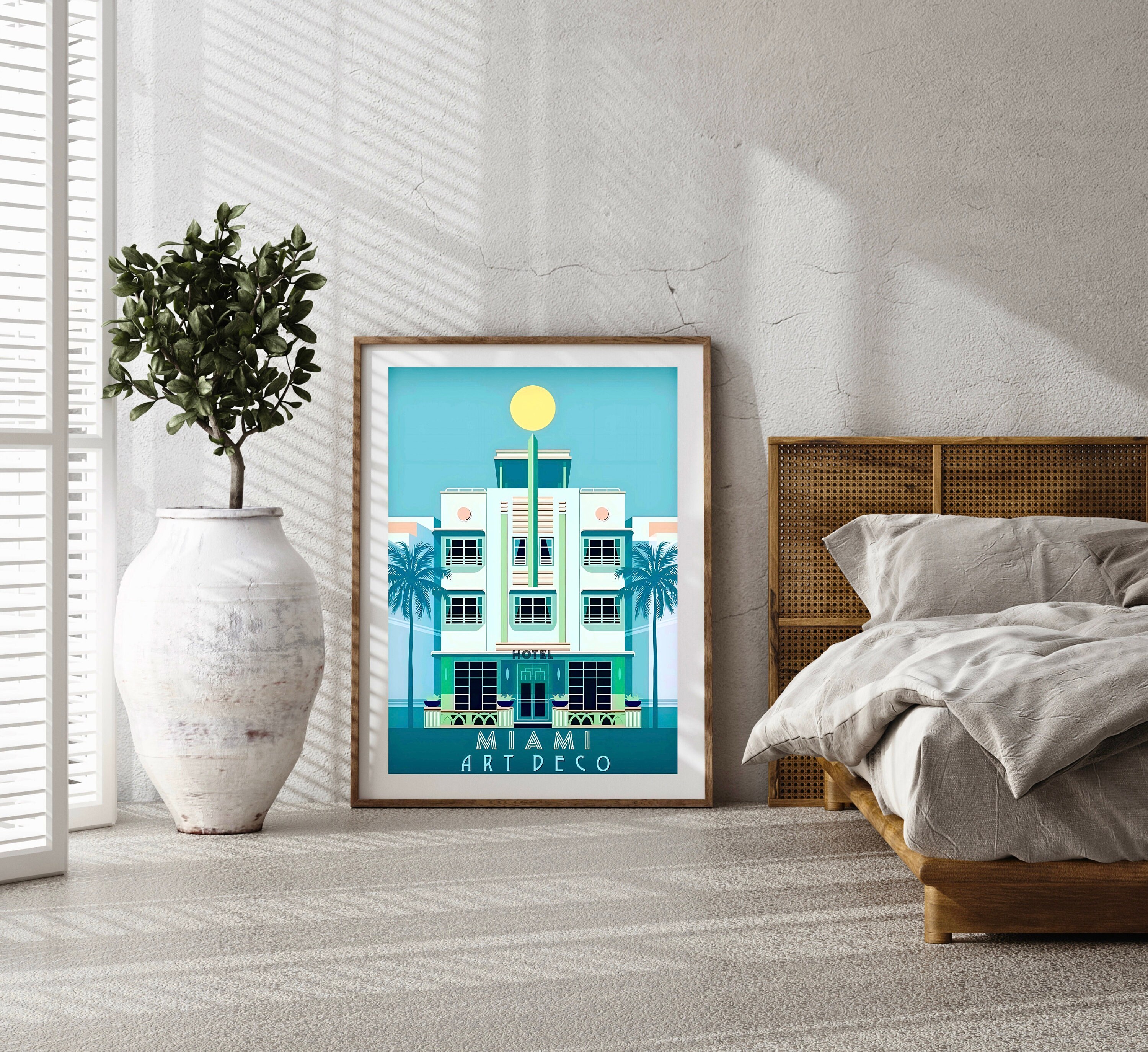 Miami Art Deco Poster Florida Wall Art Miami Poster Miami - Etsy