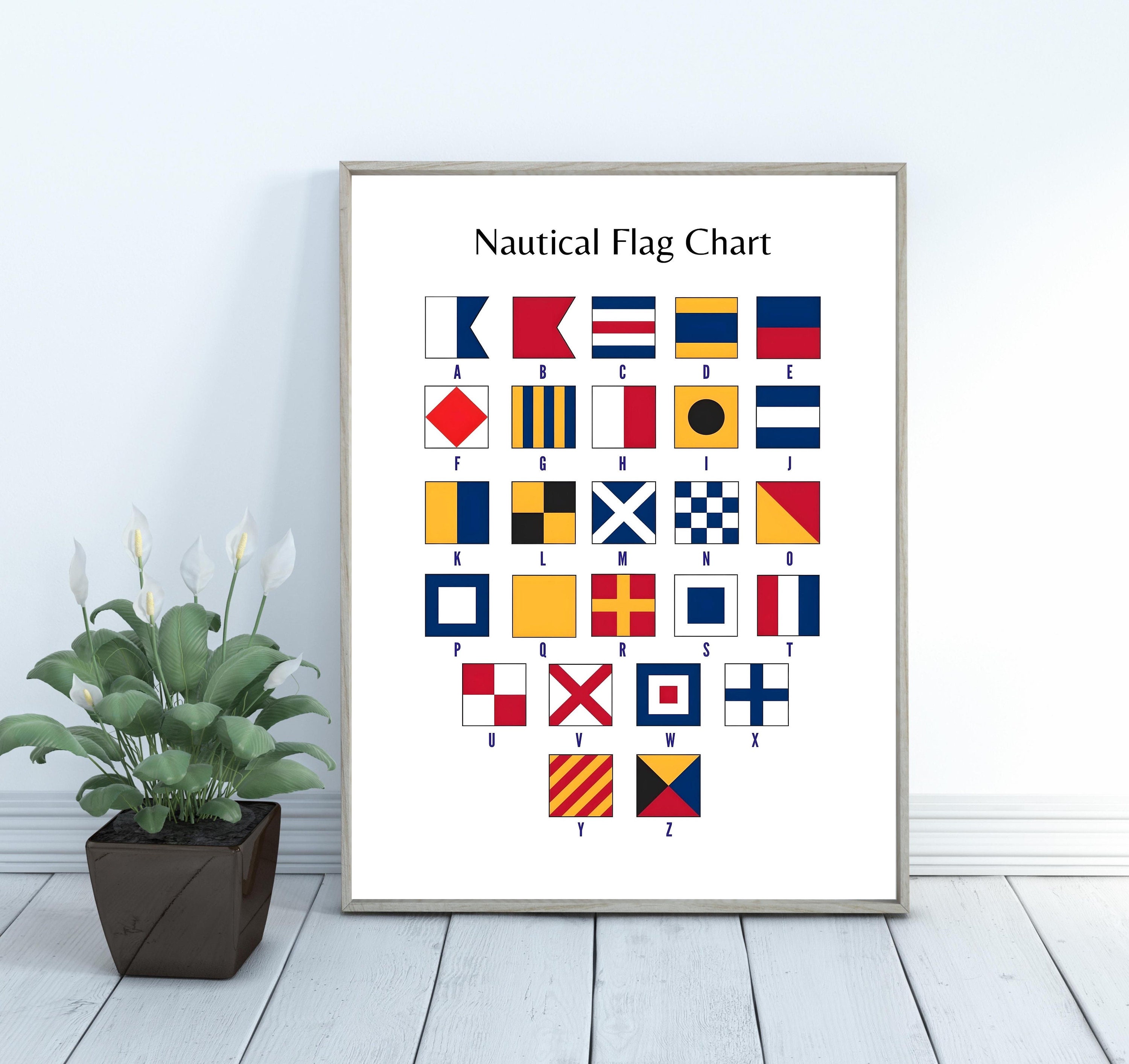Nautical Flag Chart Poster, Signal Flag Art, Maritime Signal Flags ...