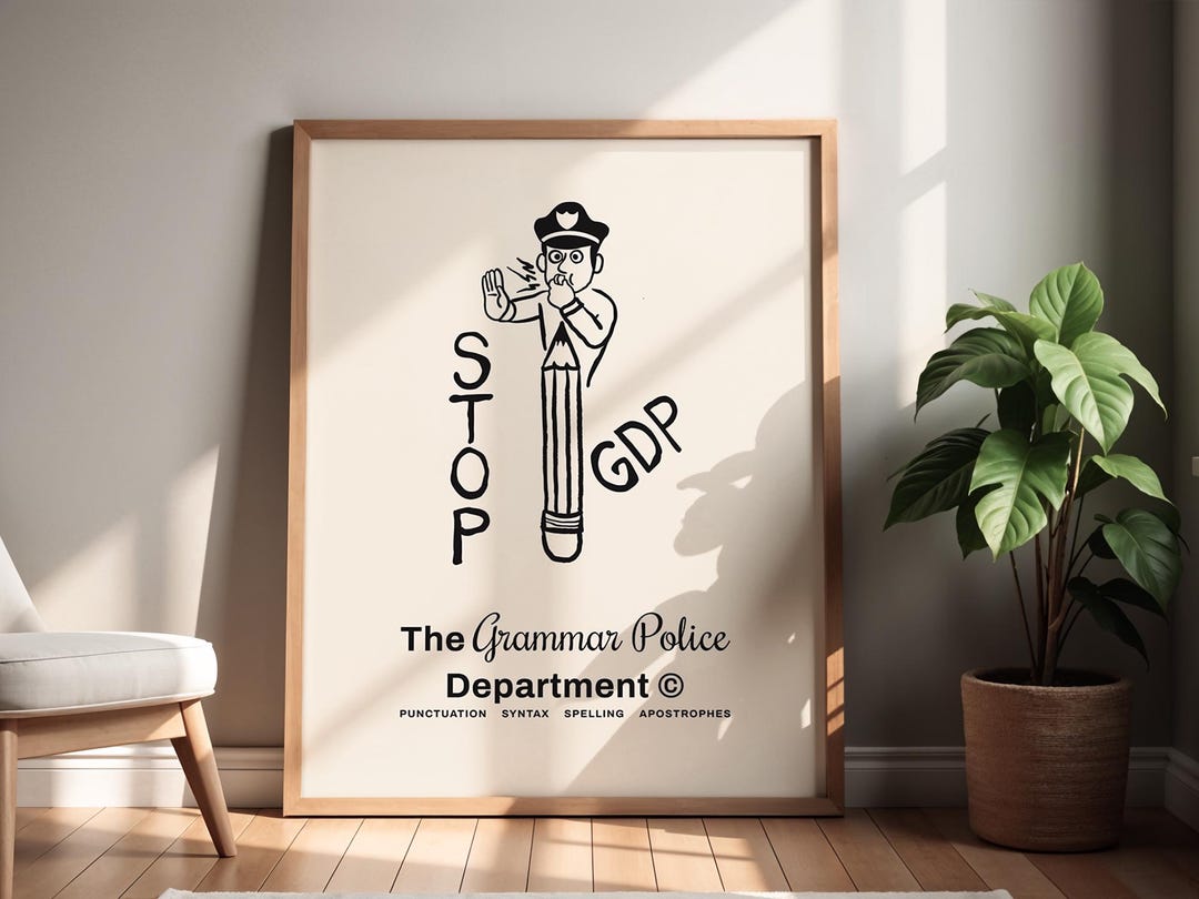 Printable Funny Grammar Poster, Vintage Doodle Sketch Wall Art, Retro ...