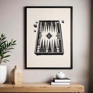 Digital Wall Art Board Game Room Decor Black White Vintage Card ...