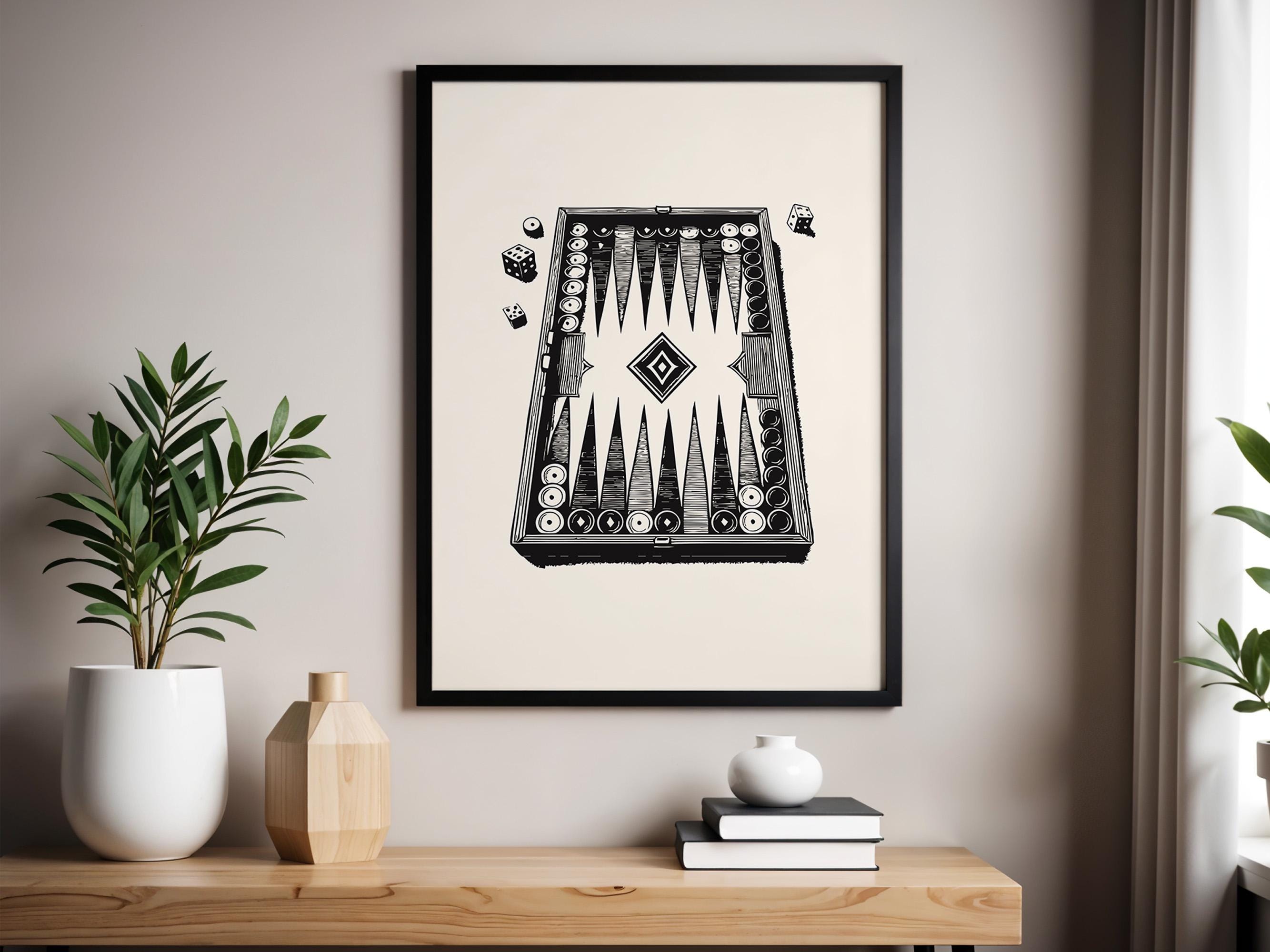 Digital Wall Art Board Game Room Decor Black White Vintage Card ...