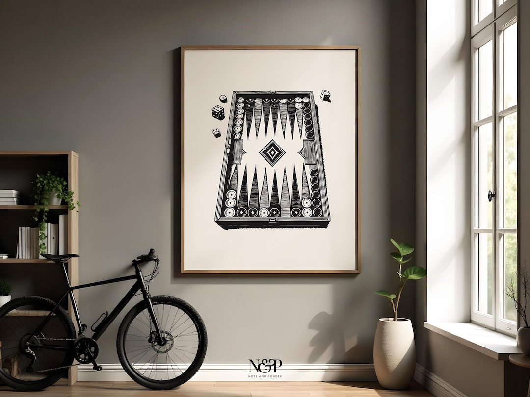 Printable Vintage Backgammon Game Board Wall Art Perfect Boyfriend Gift ...