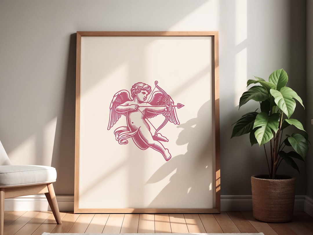 Printable Vintage Cupid Wall Art Print Retro Valentine's Day Decor ...
