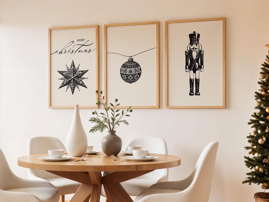 Printable Set of 3 Christmas Wall Art Gallery Holiday Decor Vintage ...