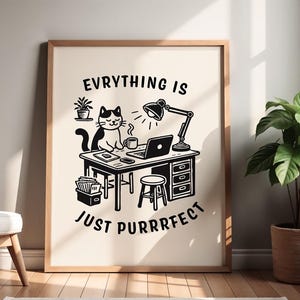 Printable Motivational Wall Art, Cute Cat Office Print, Affirmation ...