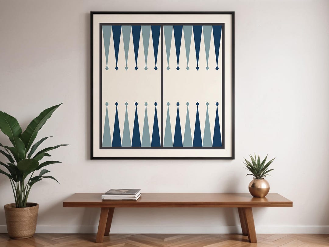 Blue Vintage Board Game Wall Art, Backgammon Poster, Game Room Decor ...