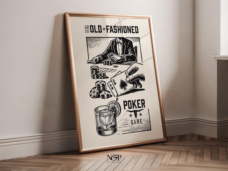 Retro Poker Game Print, Vintage Card Game Poster, Western Wall Art ...