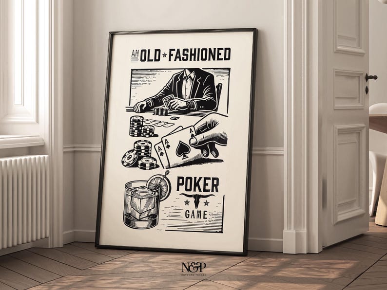 Retro Poker Game Print, Vintage Card Game Poster, Western Wall Art ...