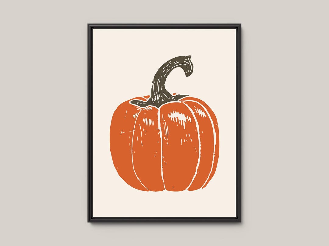 Pumpkin Fall Art Print Rustic Autumn Wall Decor Vintage Farmhouse ...