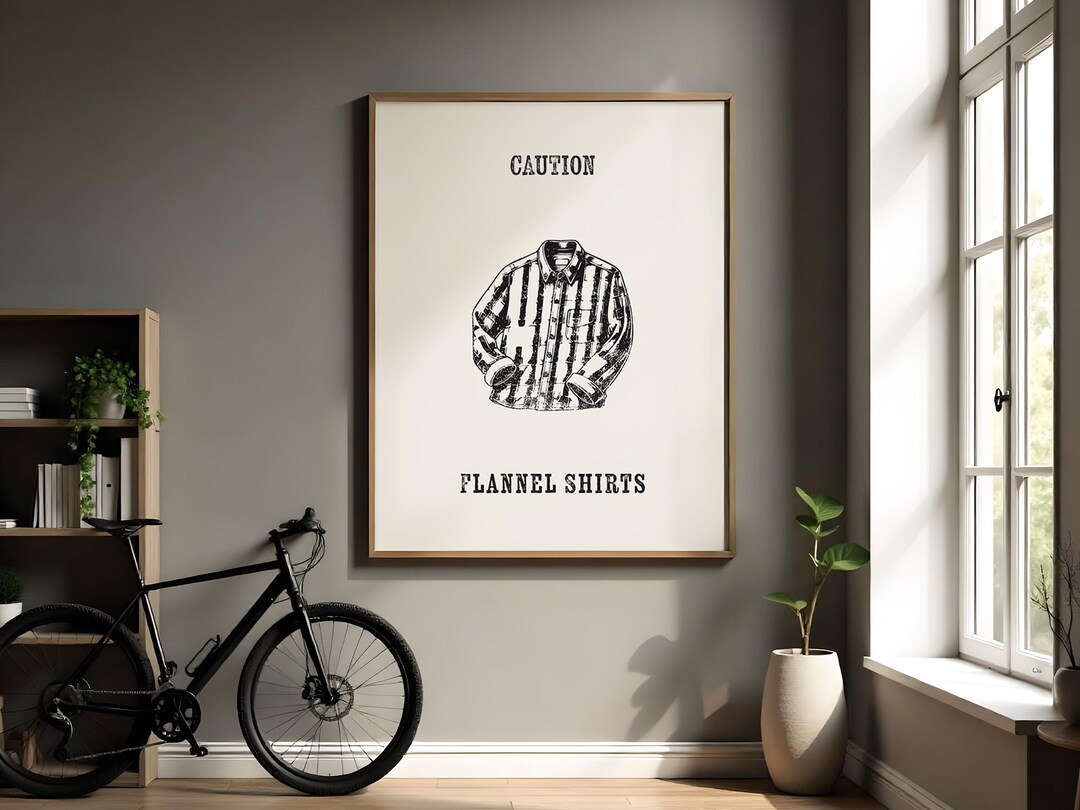 Printable Funny Vintage Flannel Shirt Poster Retro Wall Art for Men Man ...