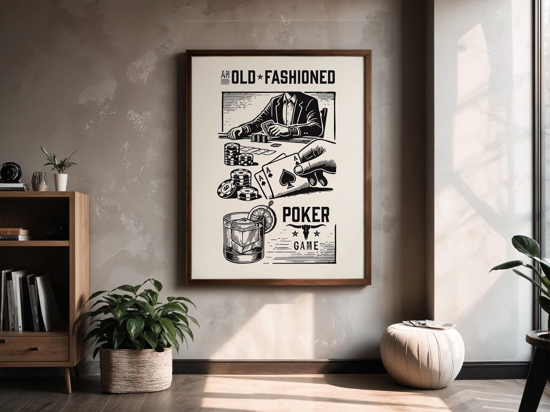 Retro Poker Game Print, Vintage Card Game Poster, Western Wall Art ...