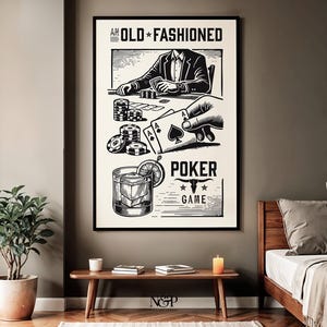 Retro Poker Game Print, Vintage Card Game Poster, Western Wall Art ...