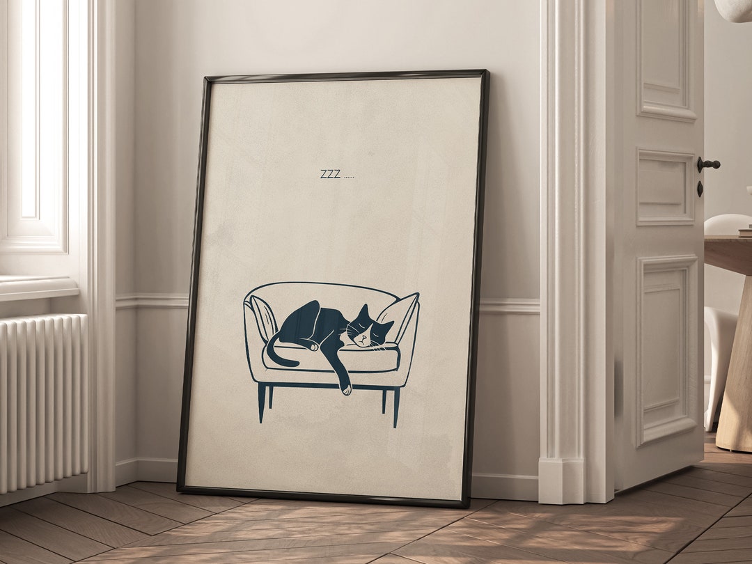 Cat Art Print Gift for Cat Lovers Cute Birthday Present Cat Mom Gift ...