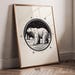 Printable Vintage Polar Bear Wall Art, Winter Wonderland Poster Black ...