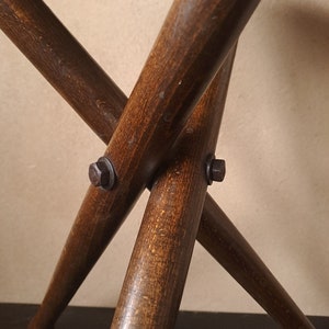Vintage Small Foldable Chair/stool With Leather Seat - Etsy