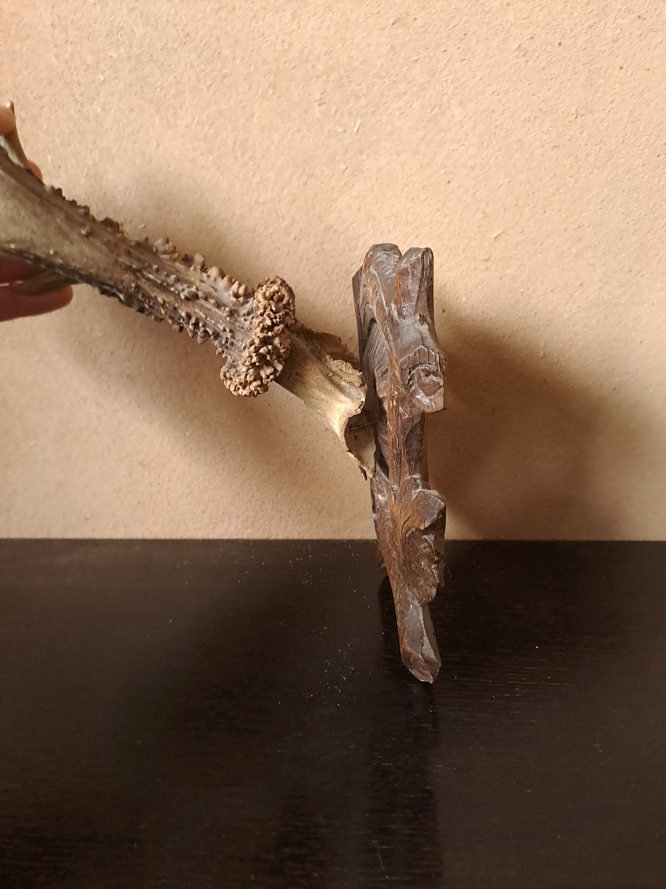 Vintage Carved Wooden Hunting Trophy Board With Substantial Deer ...