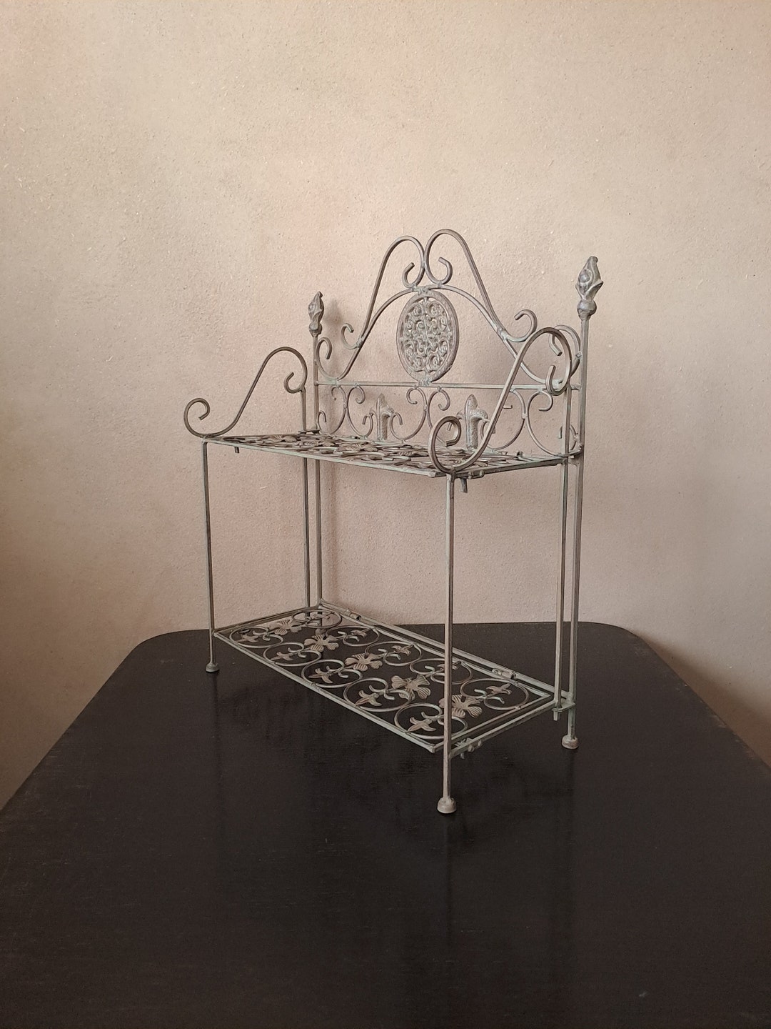 Vintage Iron and Cast Iron Foldable Shelf - Etsy