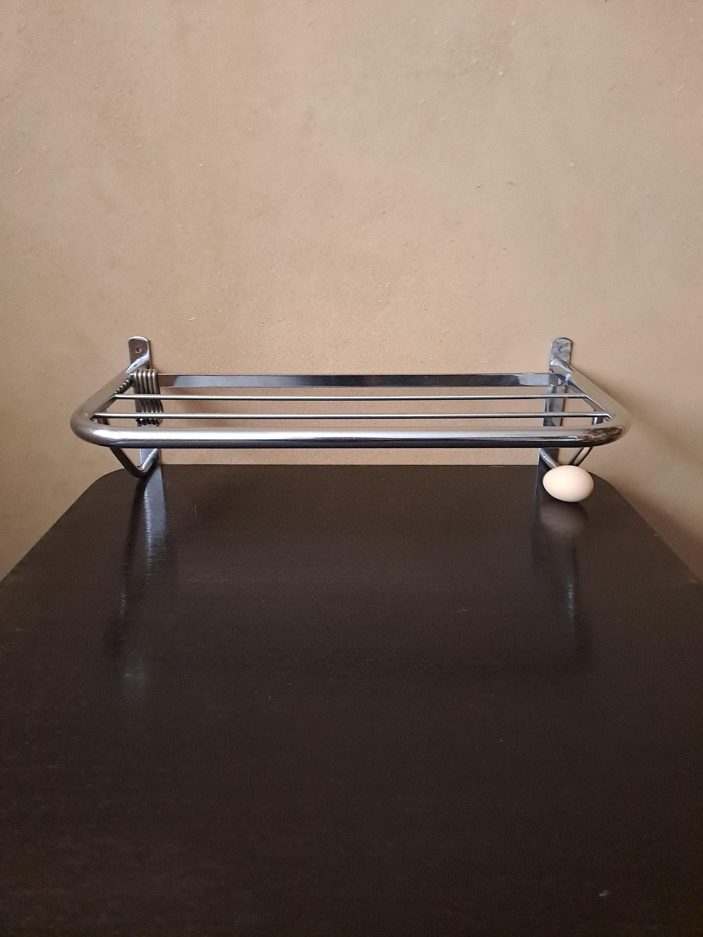 Vintage Chromed Metal Rod Shelf With Hooks in Train Style - Etsy