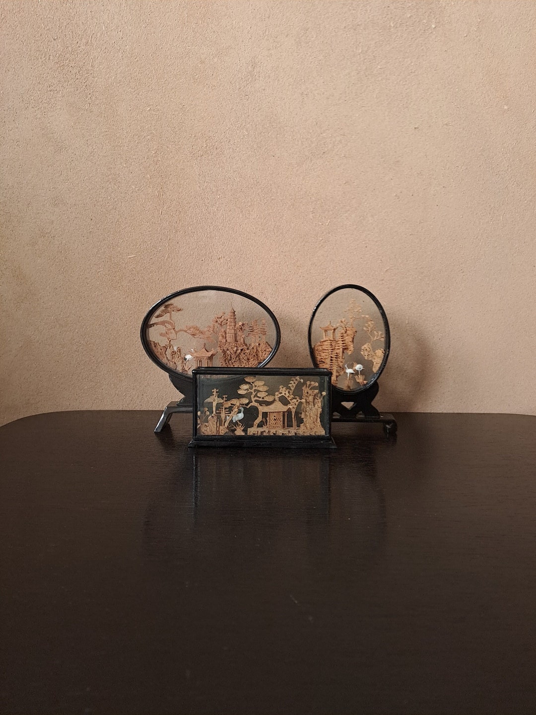 A Trio of Chinese Diminutive Miniature Displays With Cork Trees ...