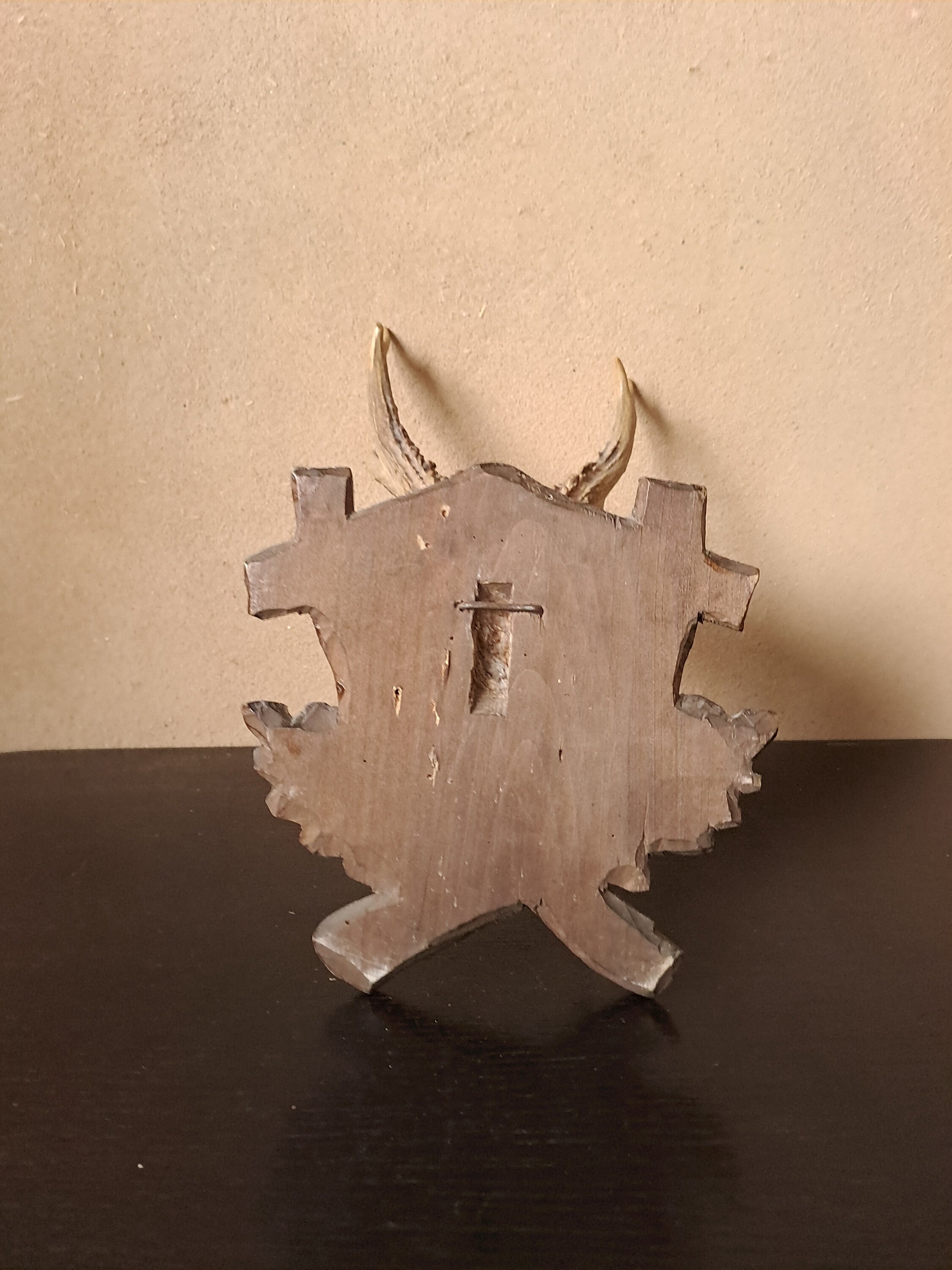 Vintage Carved Wooden Hunting Trophy Board With Substantial Deer ...