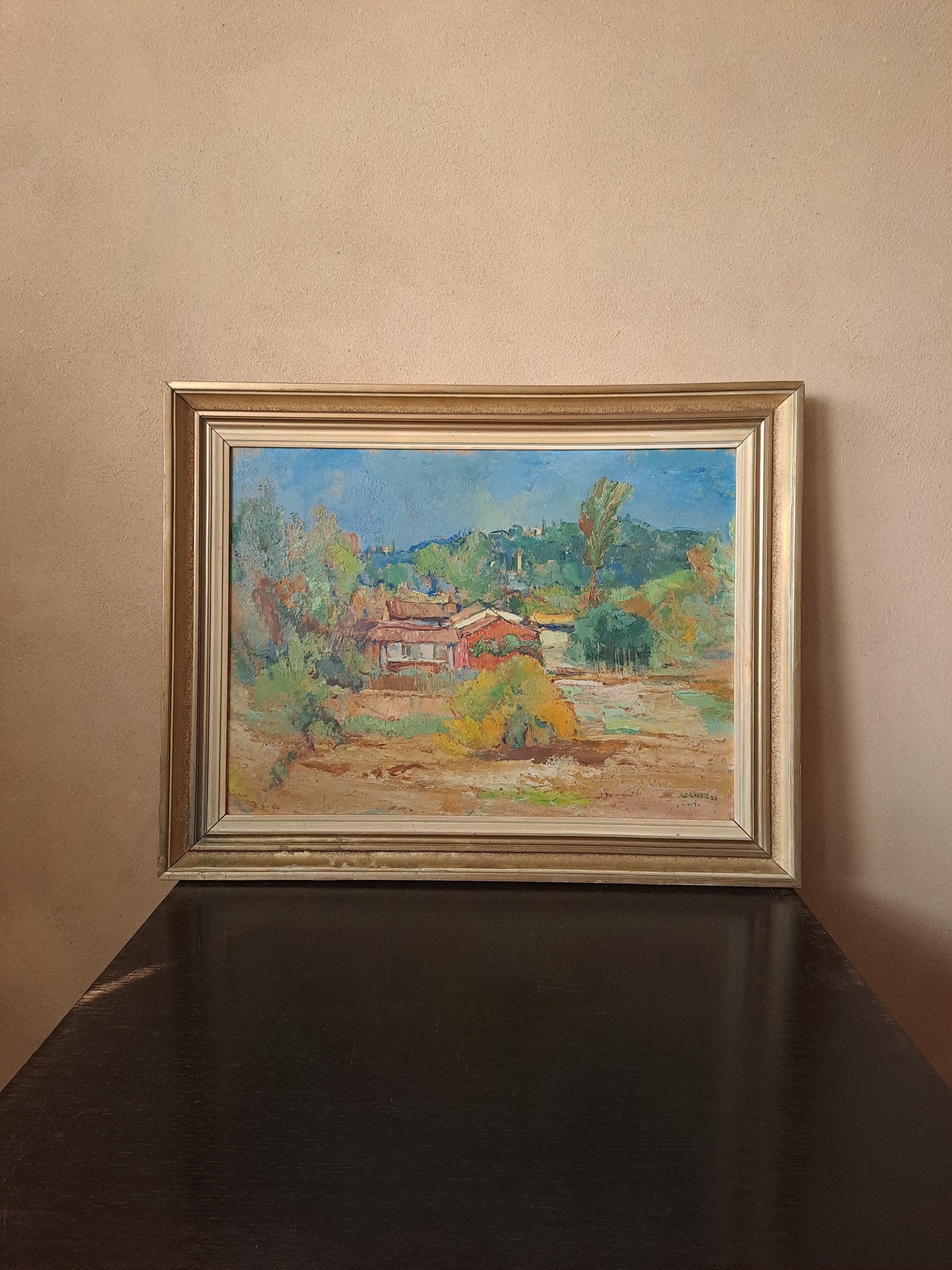 Tableau impressionniste plus grand représentant un paysage de l'île de ...