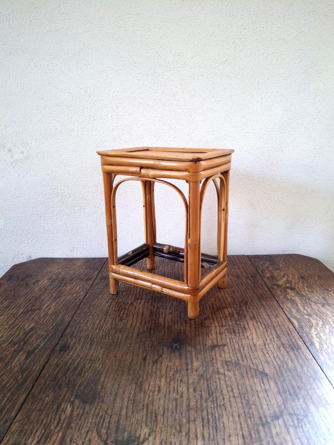 Small Vintage Wooden Tabletop Table Made of Bamboo - Etsy