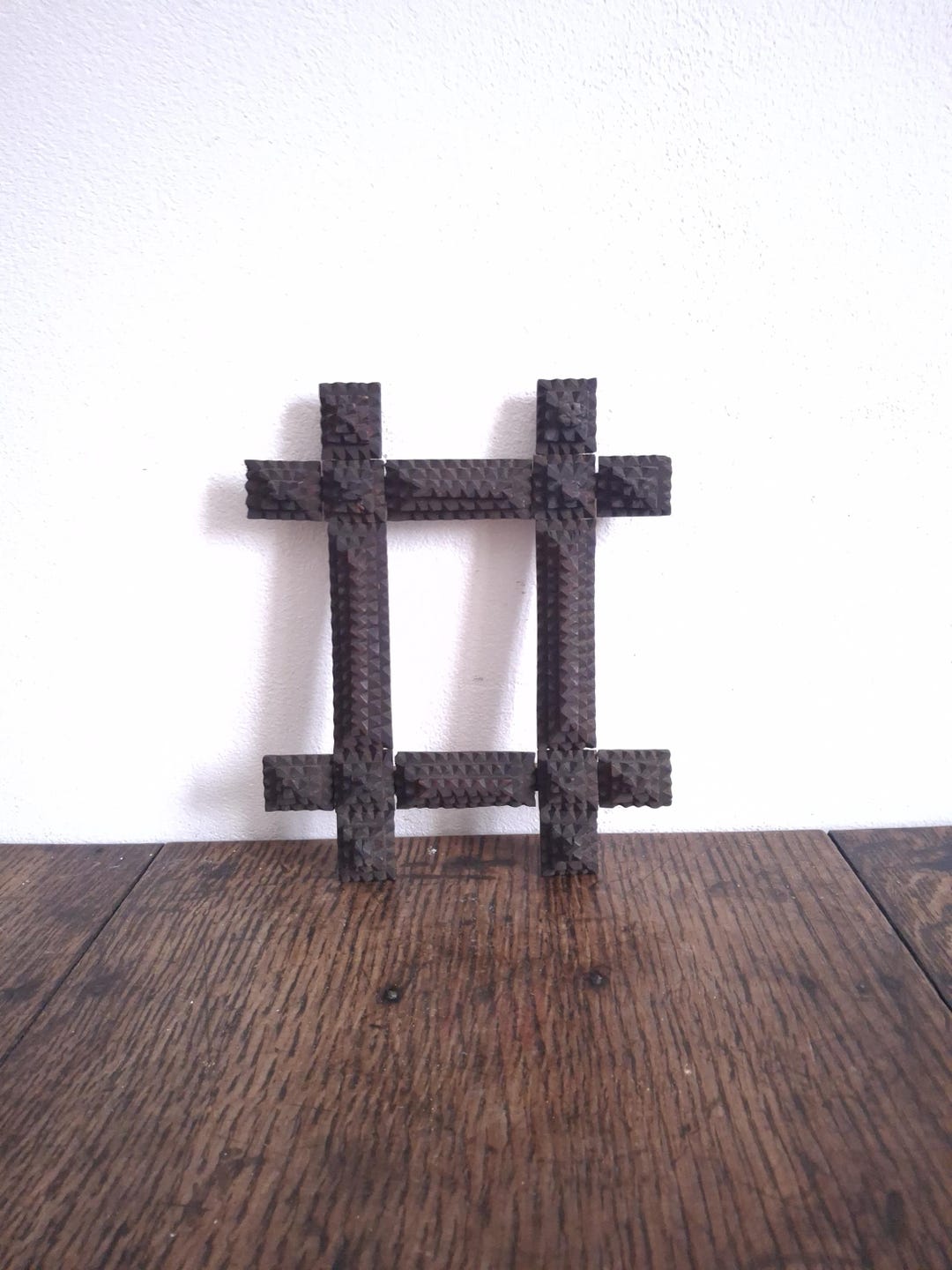 Antique Wooden Tramp Art Wall Photo Frame - Etsy