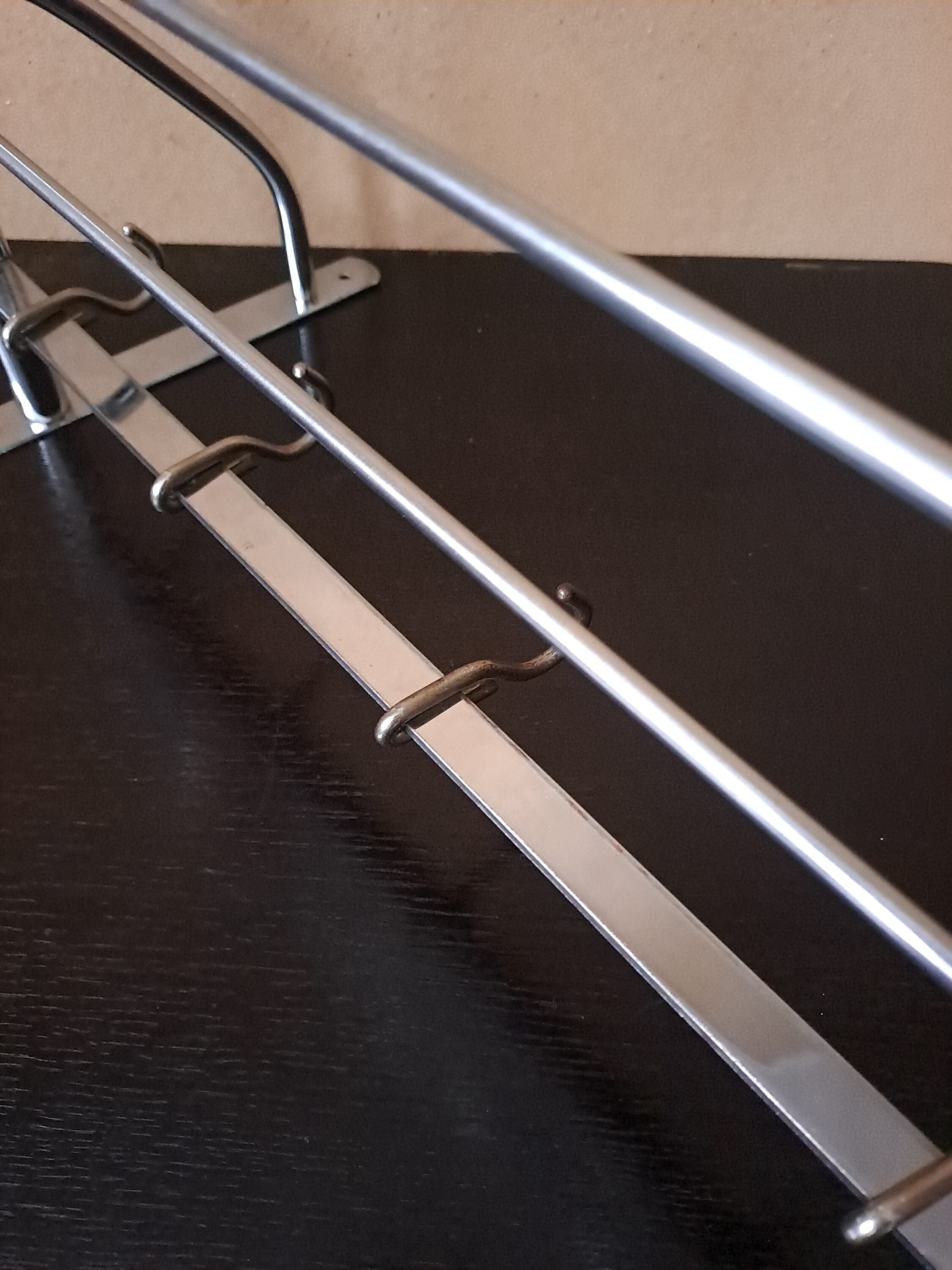 Vintage Chromed Metal Rod Shelf With Hooks in Train Style - Etsy