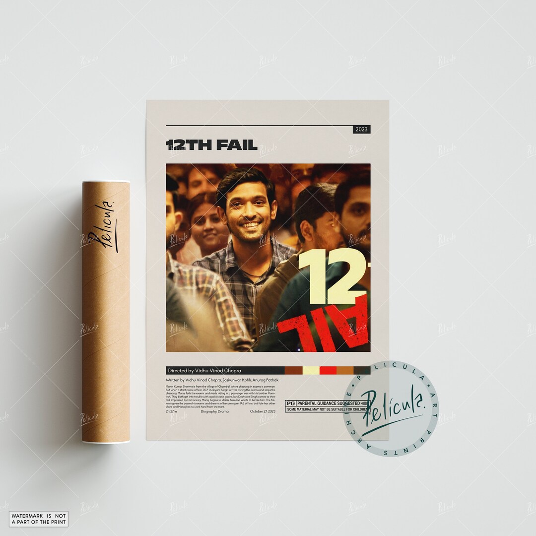 12th Fail Vidhu Vinod Chopra Minimalist Movie Poster Vintage Retro Art ...