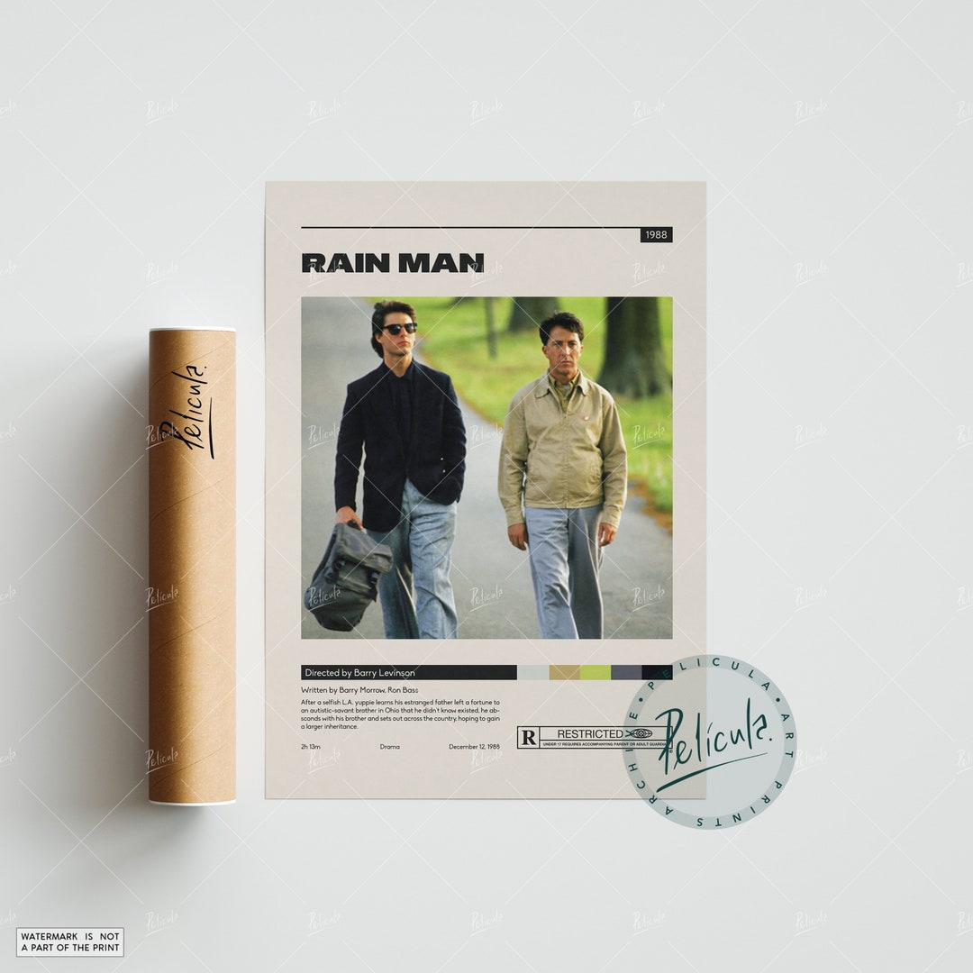 Rain Man Barry Levinson Minimalist Movie Poster Vintage Retro Art Print ...