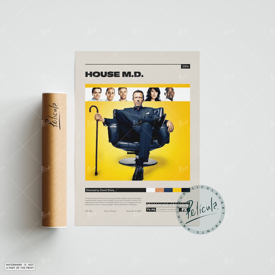 House M.D. David Shore Minimalist Tv Series Poster Vintage Retro Art ...