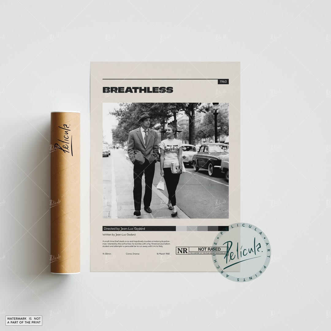 Breathless Poster Jim Mcbride Minimalist Movie Poster Vintage Retro Art ...