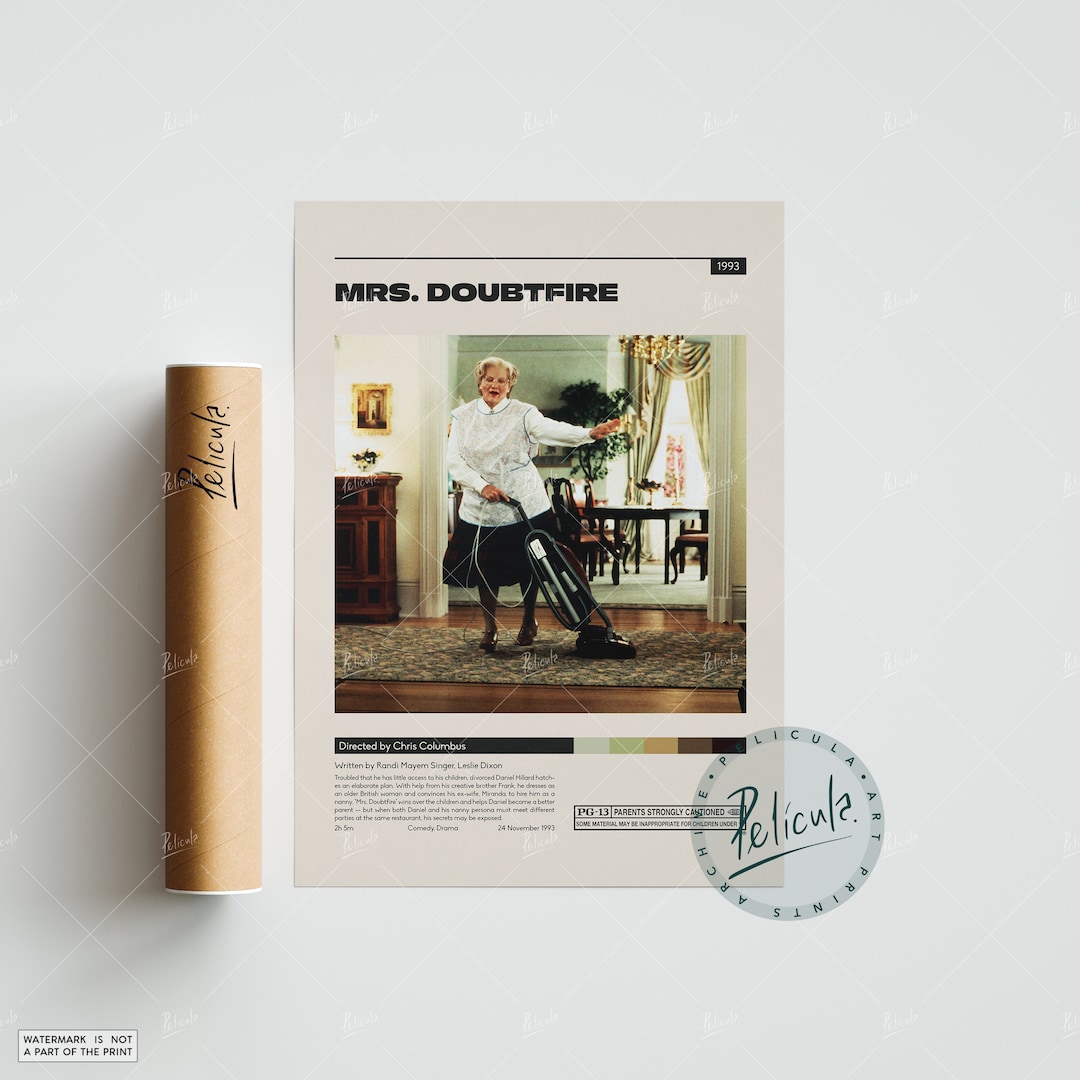 Mrs. Doubtfire Poster Chris Columbus Minimalist Movie Poster Vintage ...