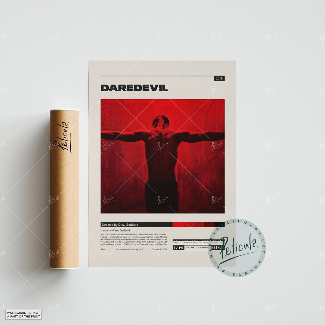 Daredevil Poster Drew Goddard Minimalist Tv Series Poster Vintage Retro ...