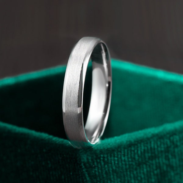 Mens Wedding Band Simple White Gold - Etsy