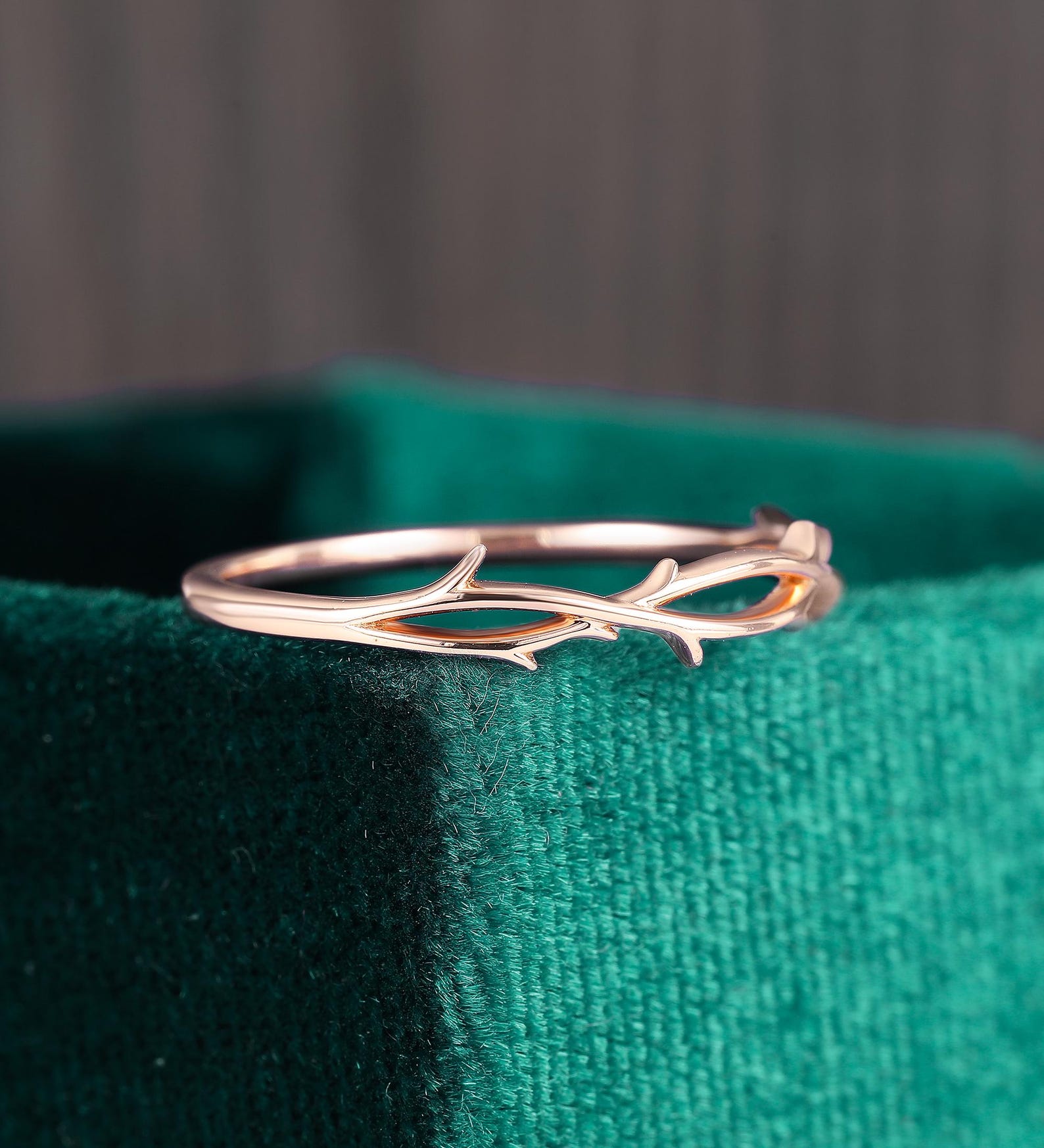 Rose Gold Delicate Vine Wedding Ring Women Tree Branch Solid Gold Ring ...
