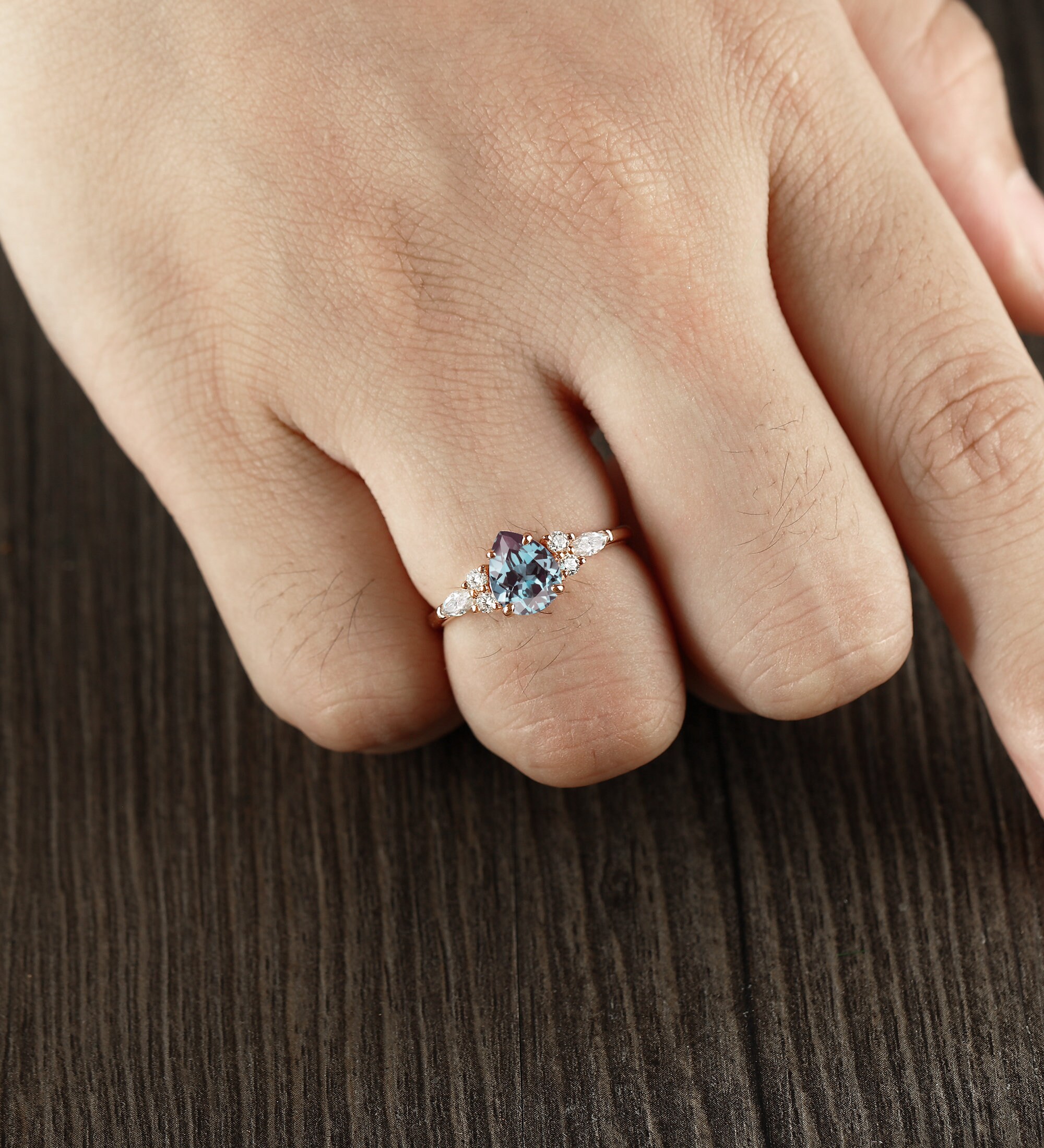 Pear Shaped Alexandrite Engagement Ring Vintage Marquise - Etsy