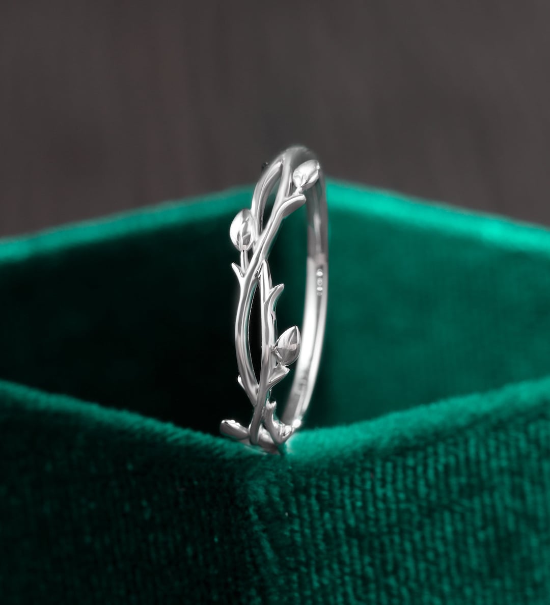 White Gold Leaf Ring Delicate Vine Wedding Ring Women Tree Branch Ring ...