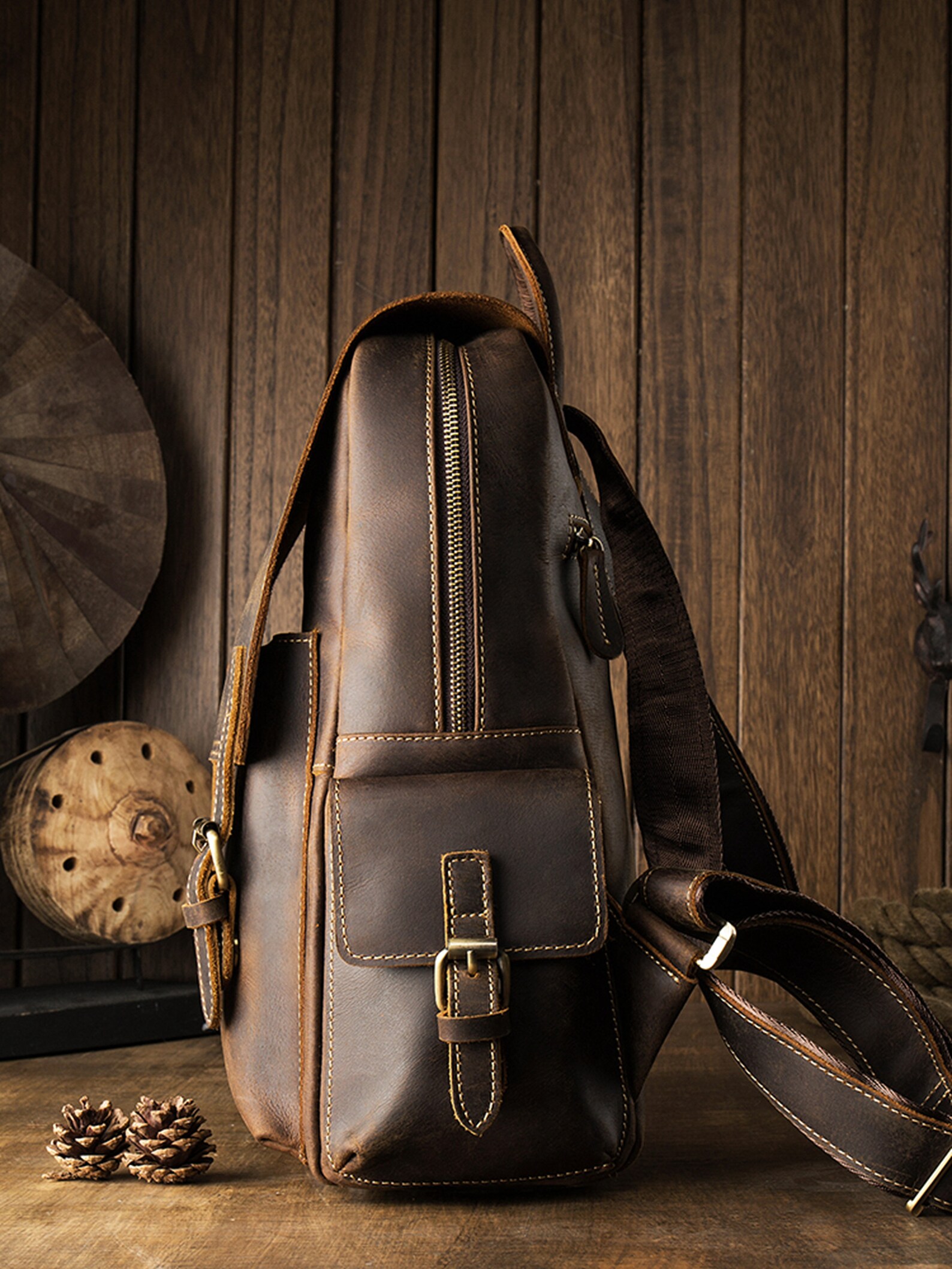 Vintage Leather Backpack, Brown Leather Backpack, Rucksack ...