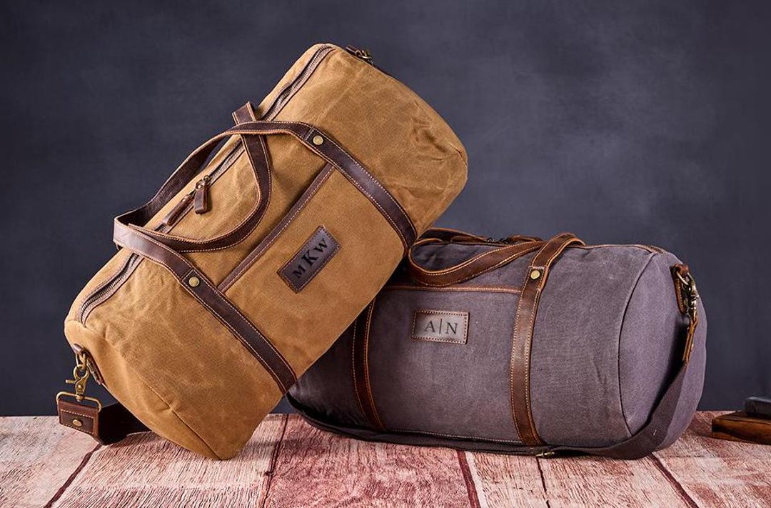 Waxed Canvas Holdall, Waterproof Canvas Leather Weekend Bag ...