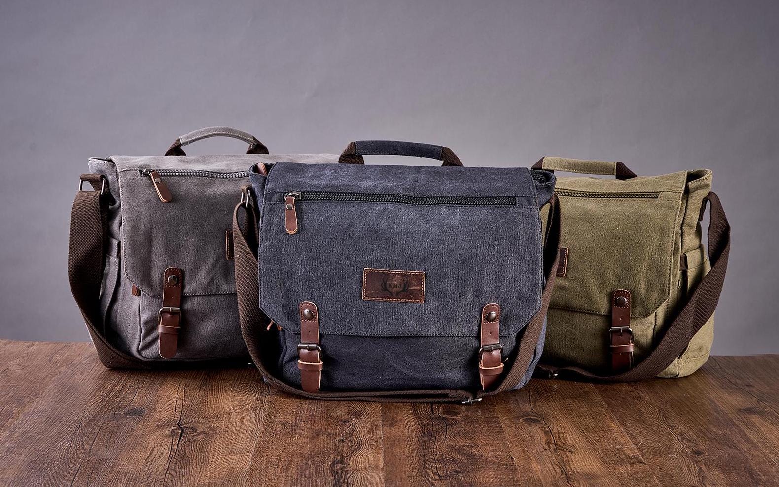 Canvas Messenger Bag, Personalised Messenger Bag, Laptop Briefcase ...
