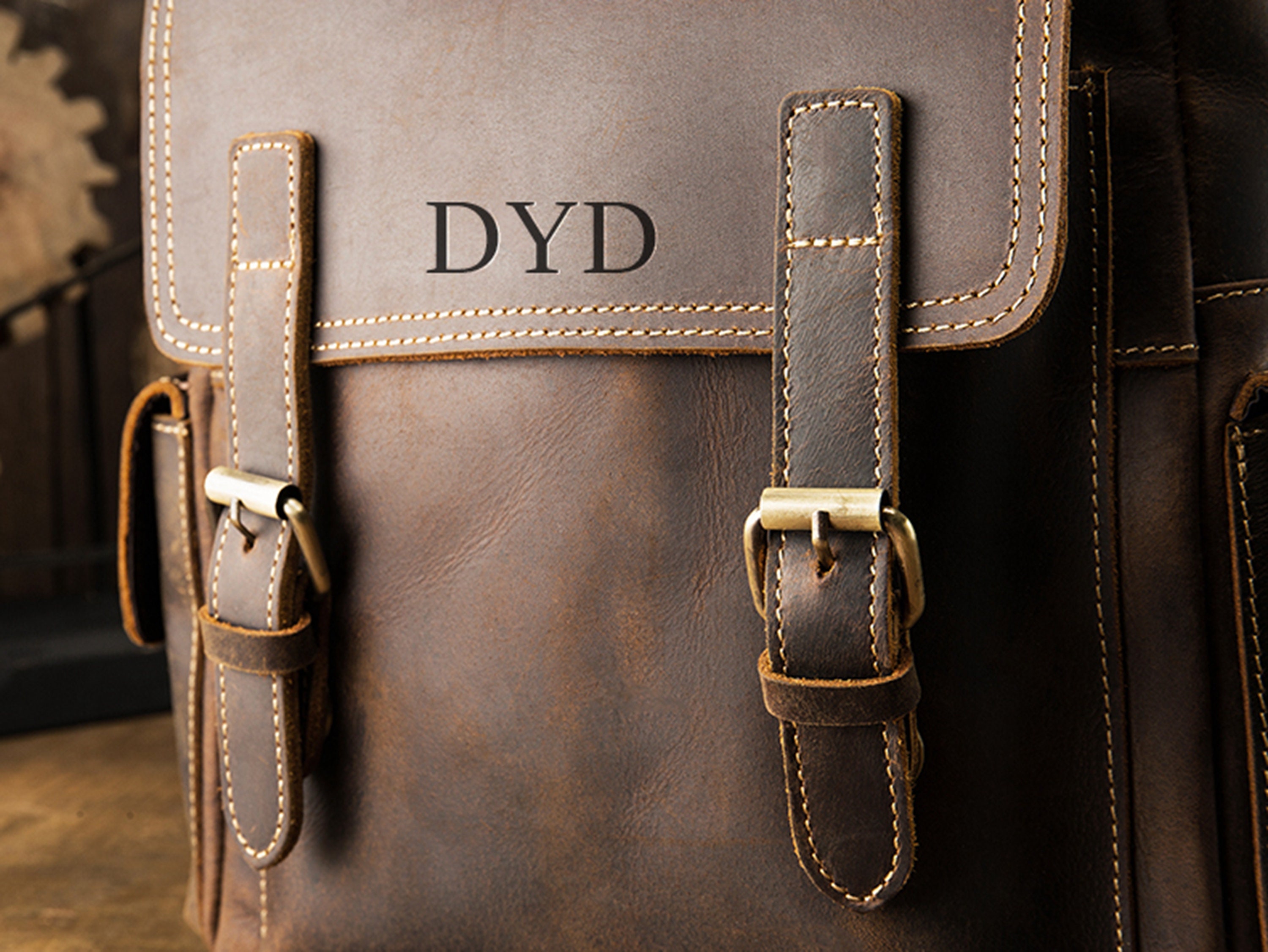 Personalized Vintage Brown Leather Backpack, Full Grain Rucksack - Etsy