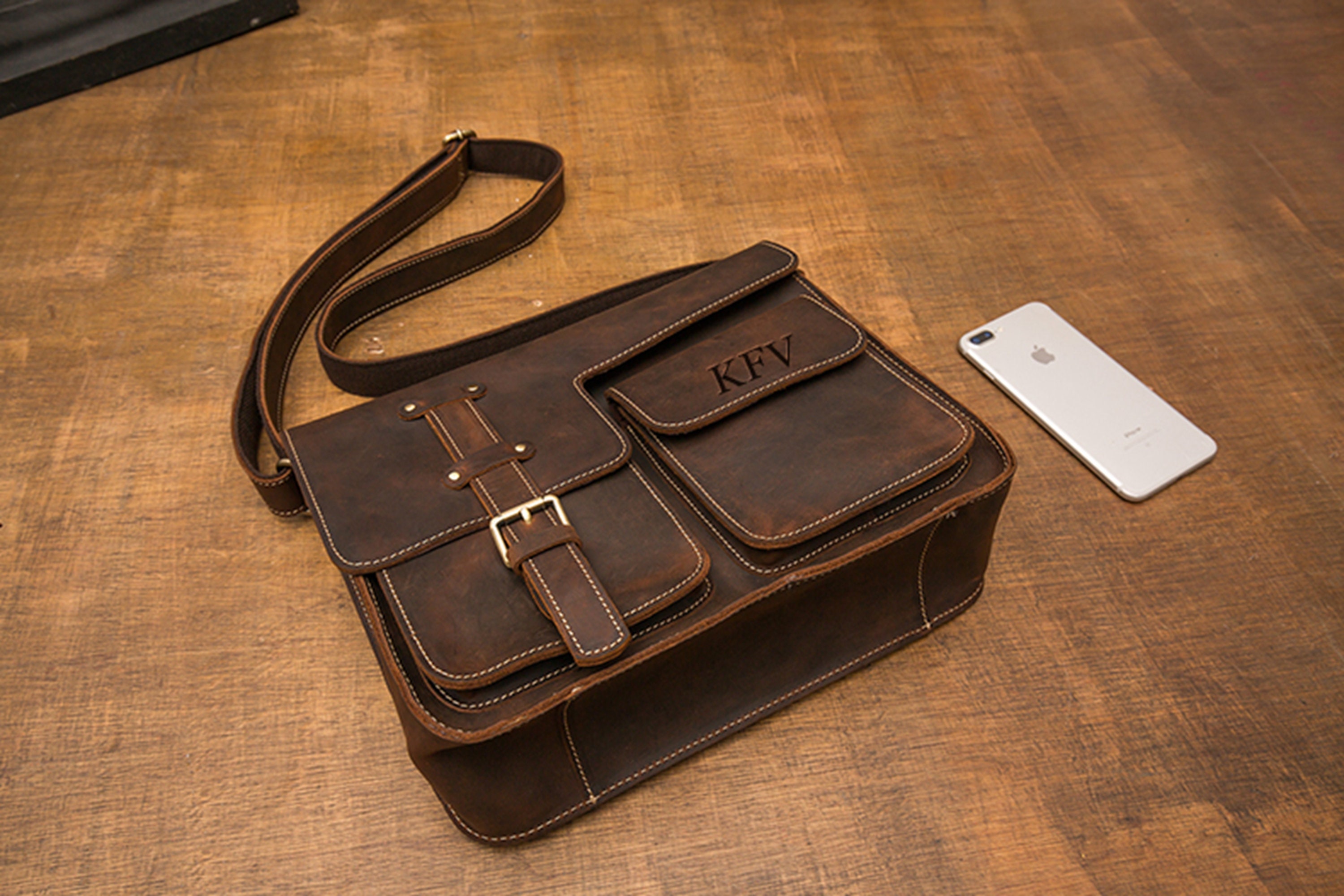 Personalized Leather Bag, Handcrafted Crazy Horse Leather Satchel ...