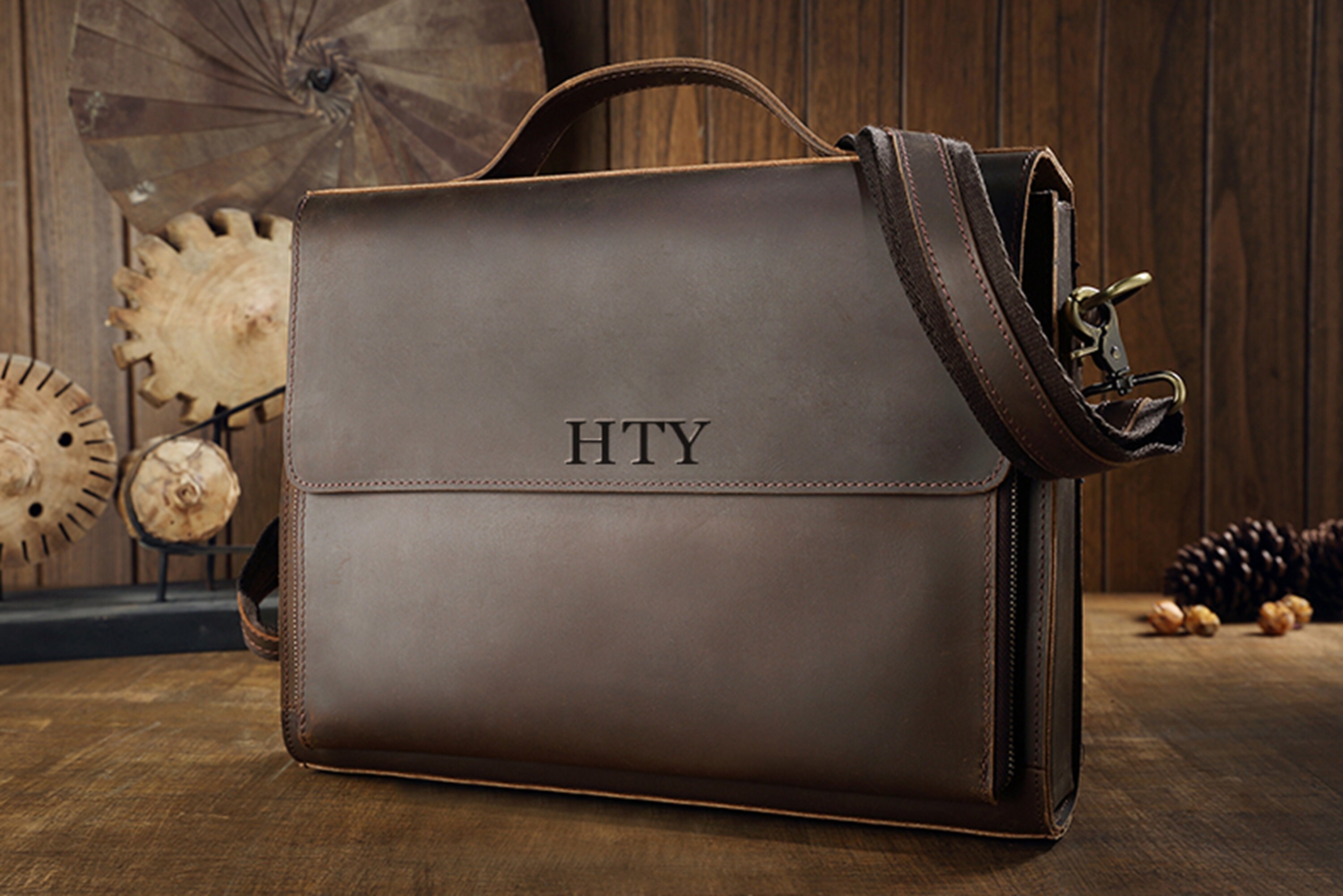 Mens Leather Briefcase Handcrafted Crazy Horse Leather Satchel Leather ...