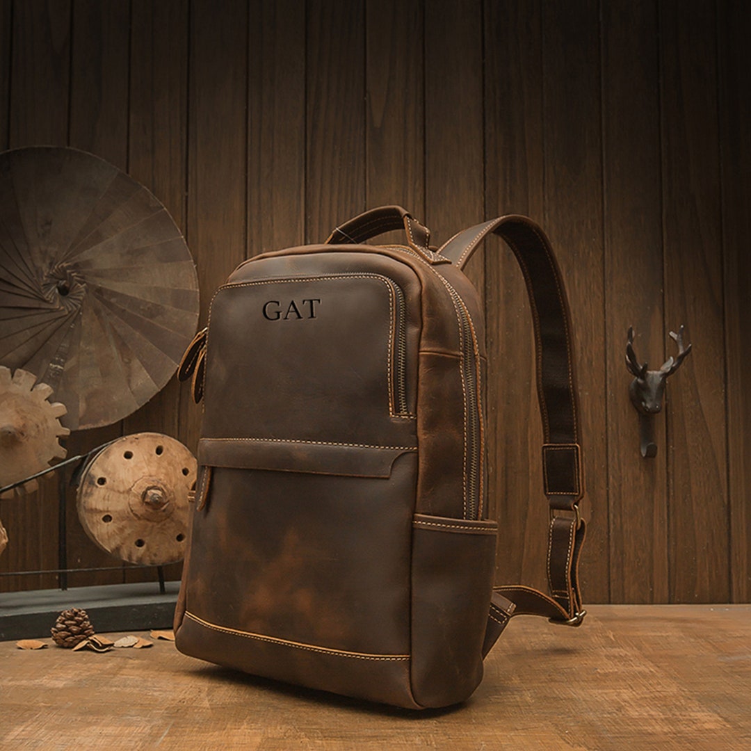 Brown Leather Backpack,personalized Men Leather Backpack,rucksack ...