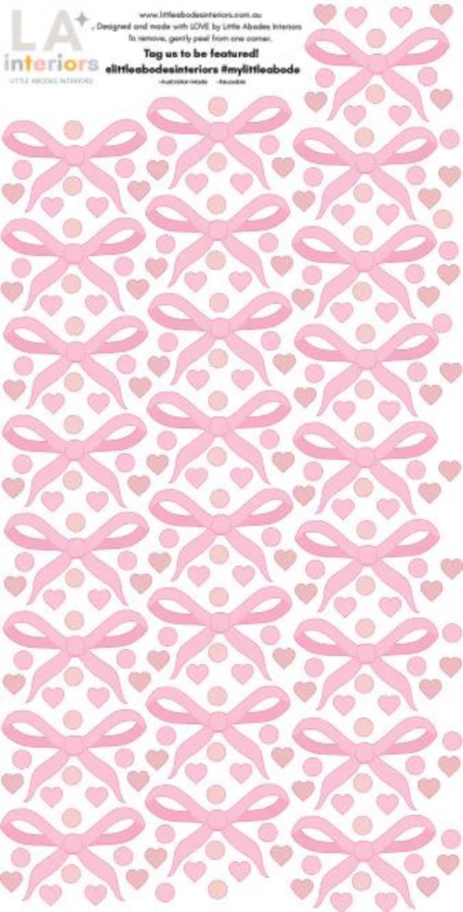 Vintage Bows Hearts Wall Decals | Pastel Pink Nursery Stickers (peel ...