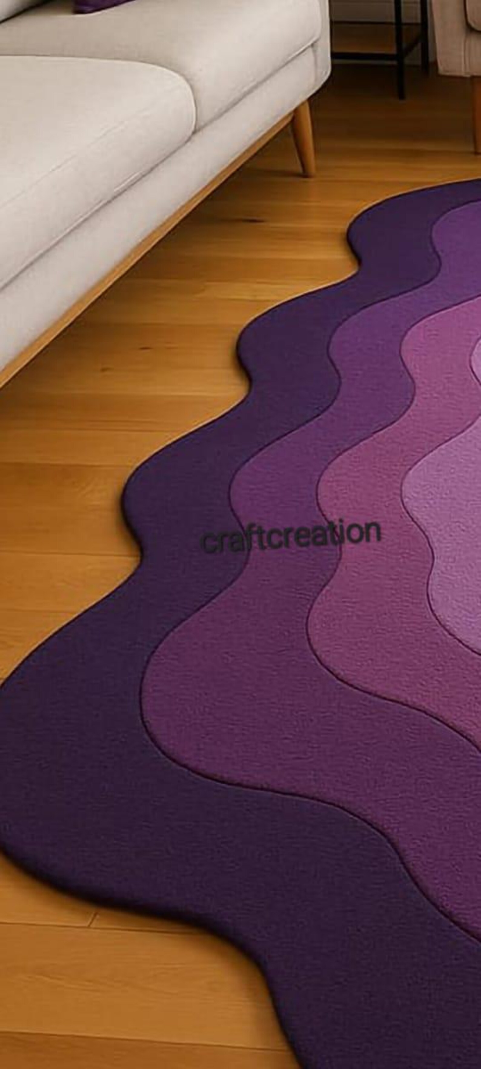 Hand-tufted Wool & Silk Rug: Purple Wave Geometric Design - Etsy