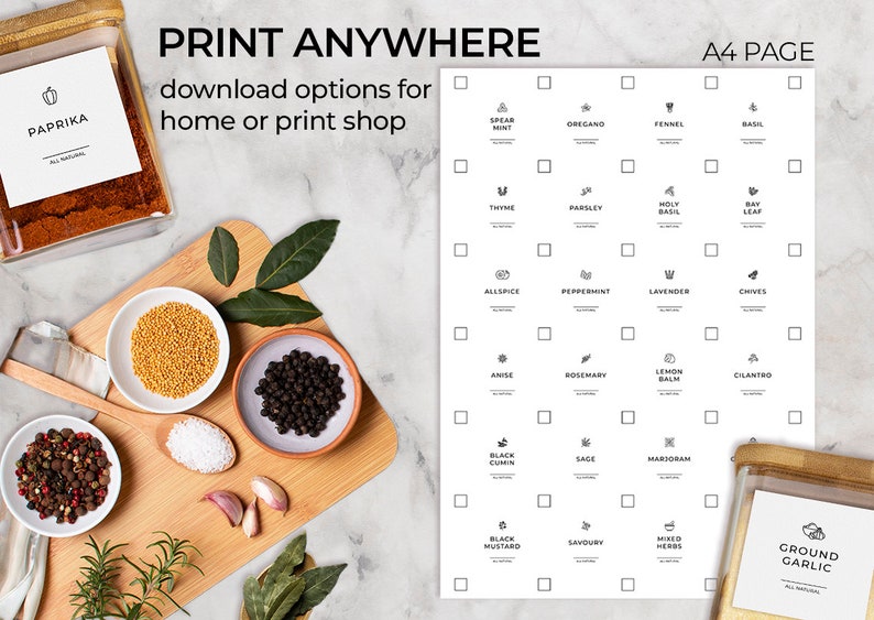 Printable Spice Jar Labels Modern Minimalist Spice Jar Label Template ...